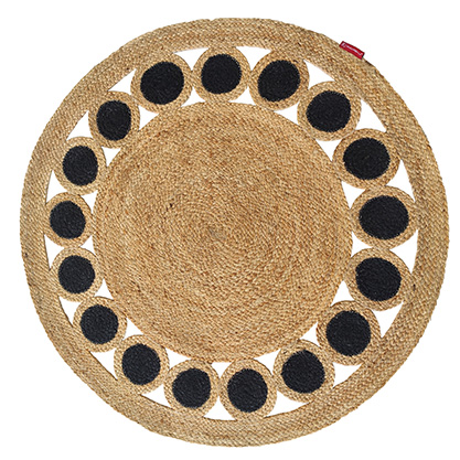 Handmade Jute Floor Rug - BR Natural & Black Color, Round (100cm) – A ...