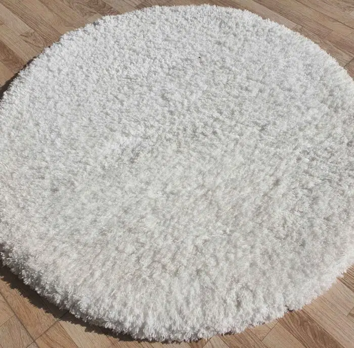 Round Soft Shaggy Rug SG-06 White Color 90 Cm Round - Ramsha Home